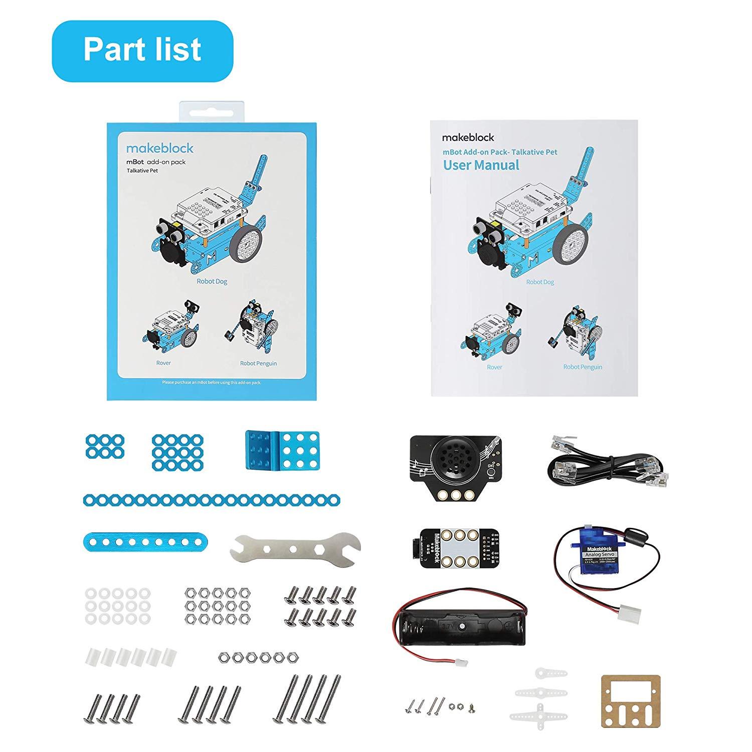 Gói mở rộng mBot hình dạng thú cưng có thể nói chuyện, 3 hình dạng ...